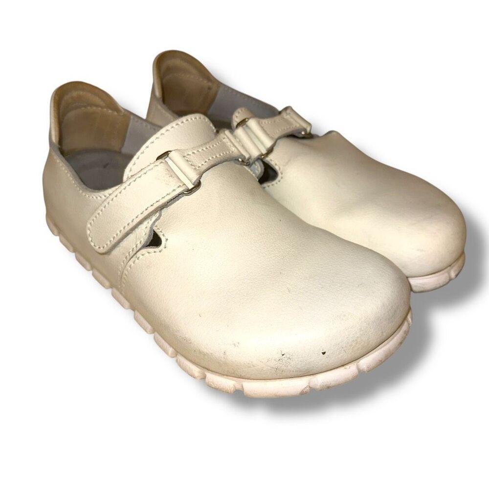 Birkenstock Alpro G500 Clog Mule In White Leather Sz 6 - Gem